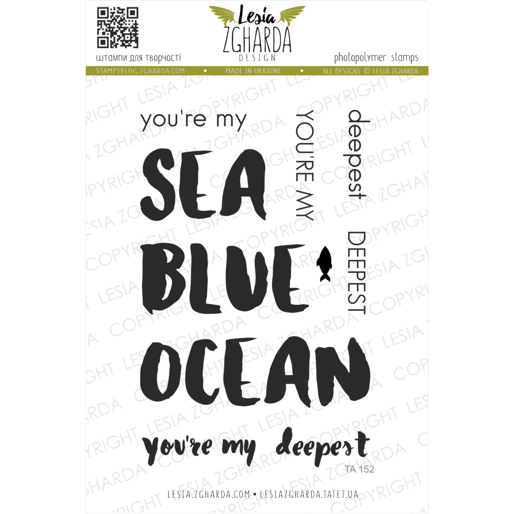You`re my deepest ocean sentiment stamp | Lesia Zgharda Stamps