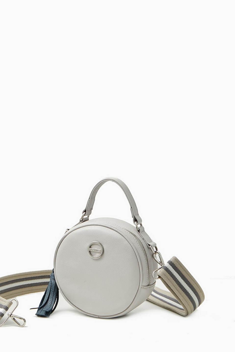 Круглая сумка-боулер с широким текстильным ремнём и логотипом FOLLE в ...