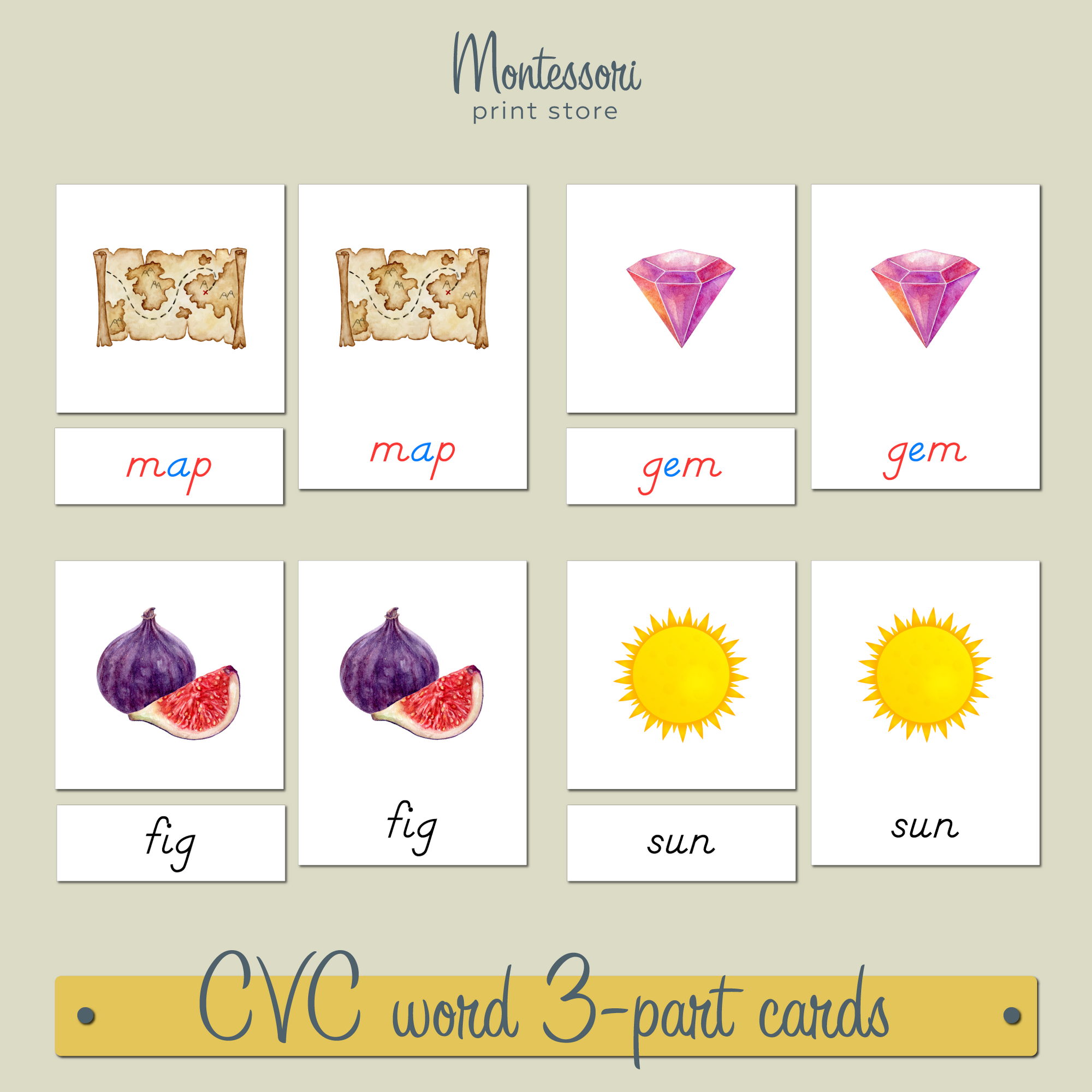 MONTESSORI PINK SERIES - CVC WORD MATCHING CARDS (PRINT)